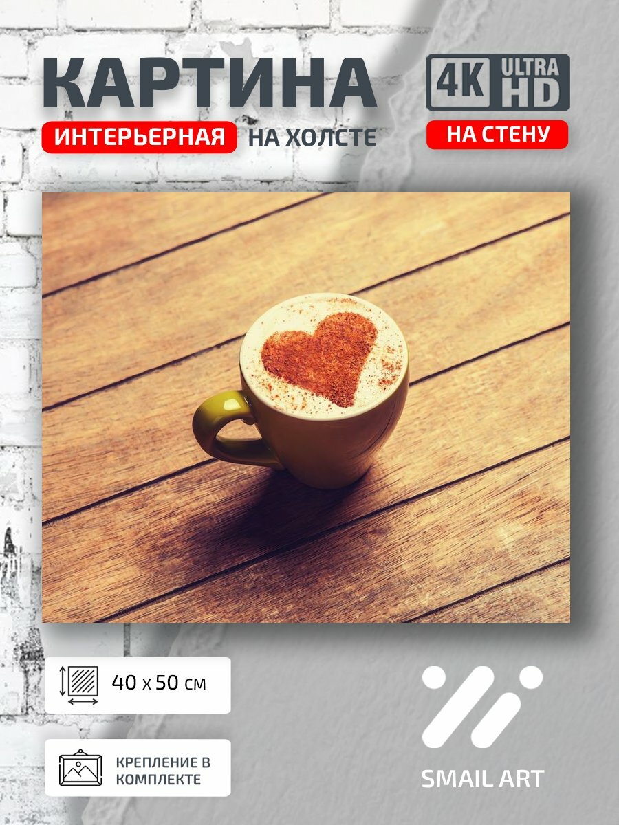 Картина на холсте интерьерная 40 на 50 на стену Чашка Food для офиса кулинария интерьер