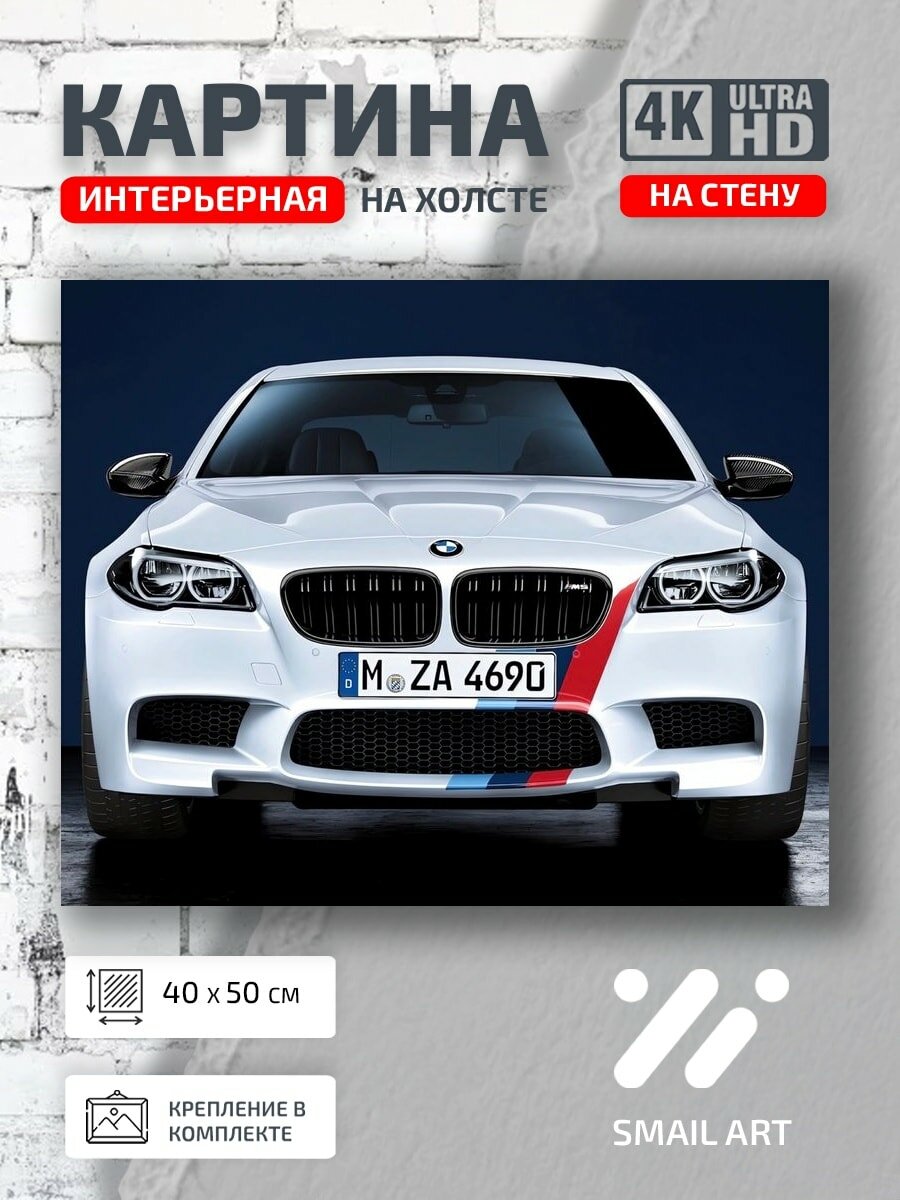 Картина на холсте интерьерная 40 на 50 на стену BMW M5 для гостиной атмосфера