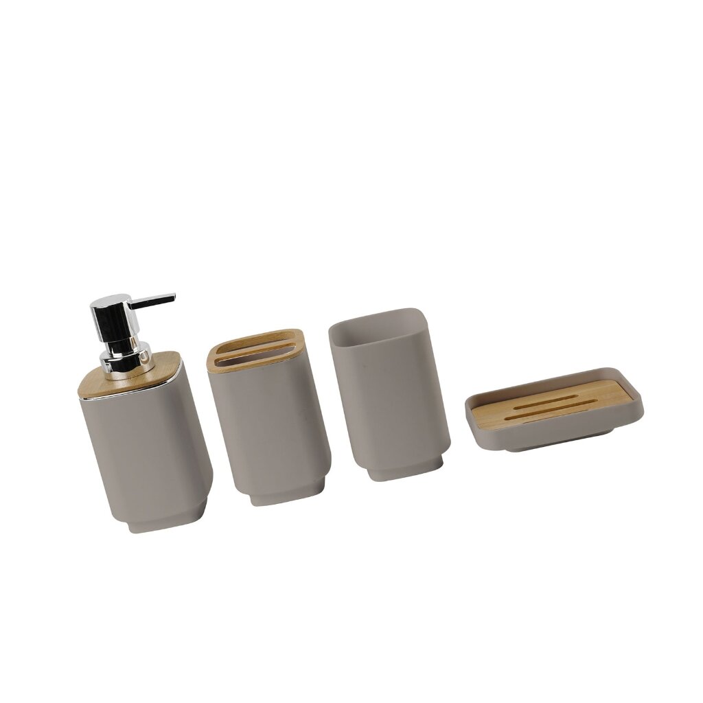 1 набор из 4 предметов, квадратная бамбуковая чашка для полоскания рта, подставка для чистки зубов, коробка для мыла, хранение в ванной комнате, набор для мытья ванной комнаты 7002-рис кофейного цвета