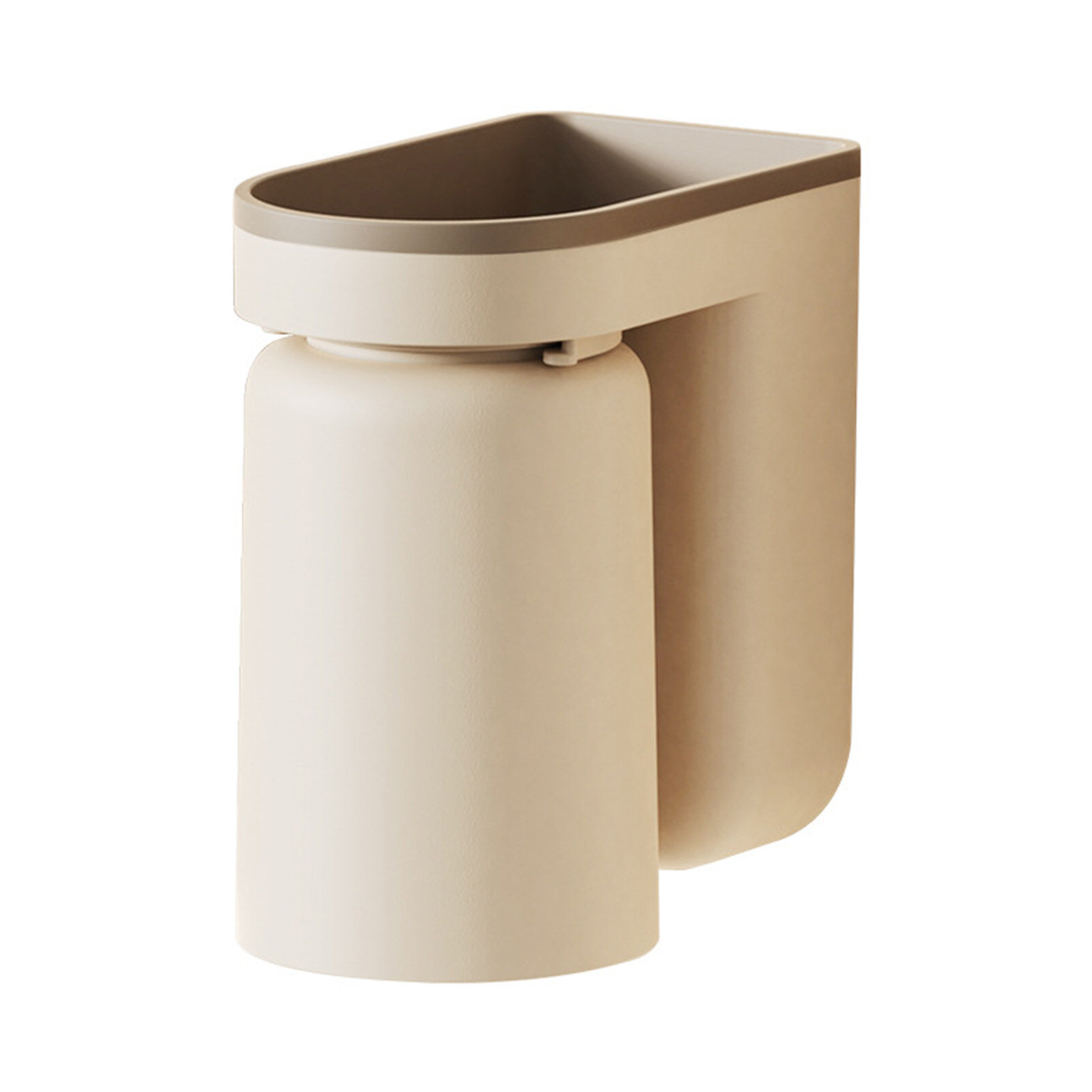 Wall Mounted Toothbrush Holder with Drainage Function Self Adhesive Cups for Bathroom Beige