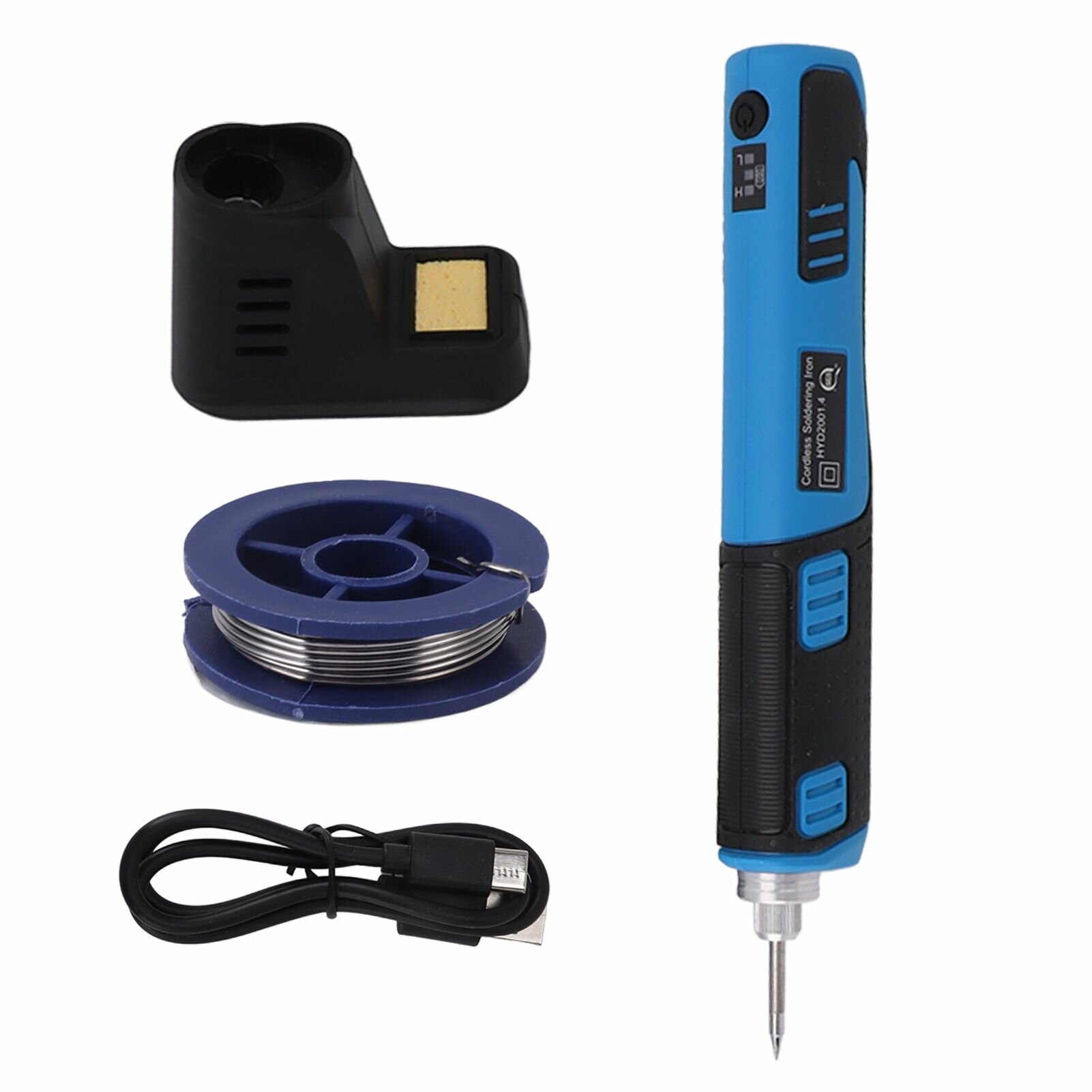 Портативный беспроводной паяльник с набором аккумуляторных батарей литиевого иона синего цвета, быстрый нагрев, вес - 368г