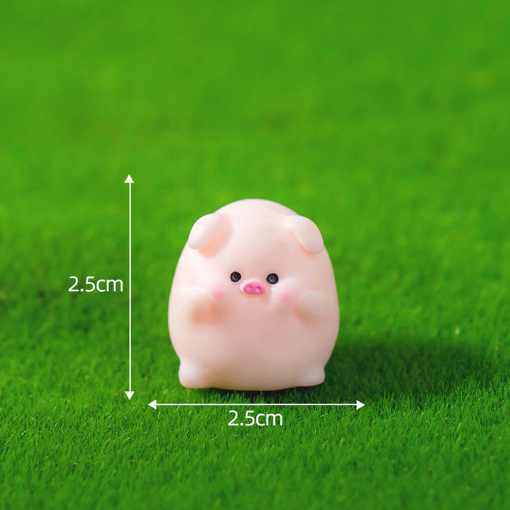 Фигурка из смолы cute pig miniature cartoon animals для декора стола и машины, face touch