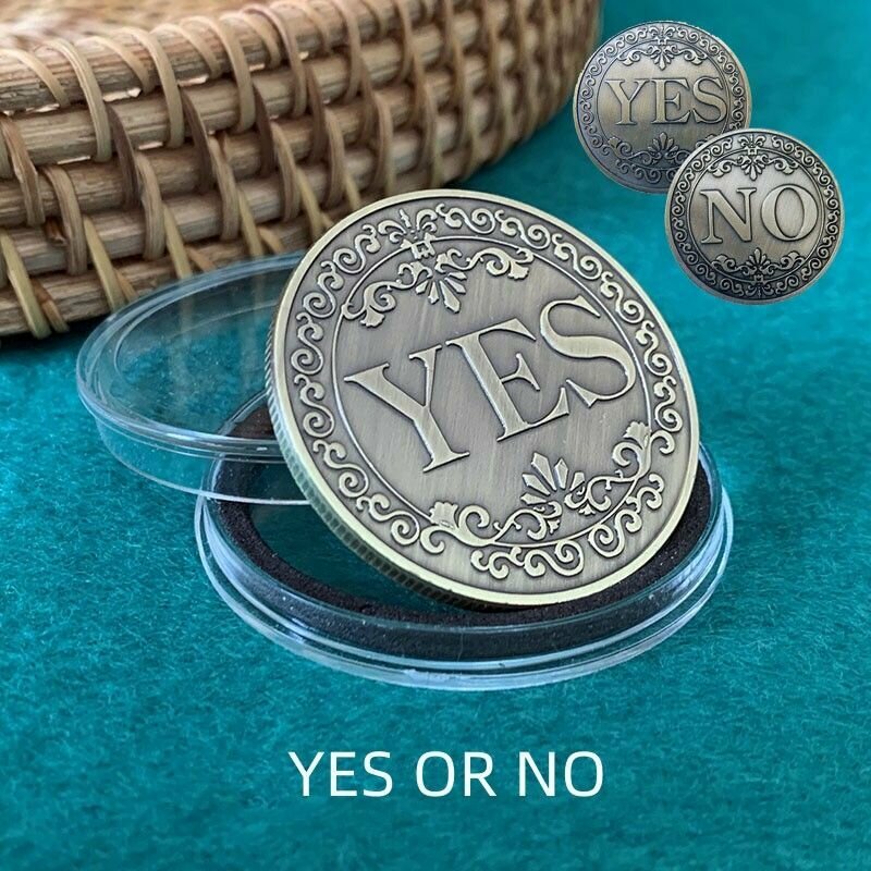 Фишки для покера Техасский Холдем, счастливые монеты Lucky Gold Coin Yes Or No