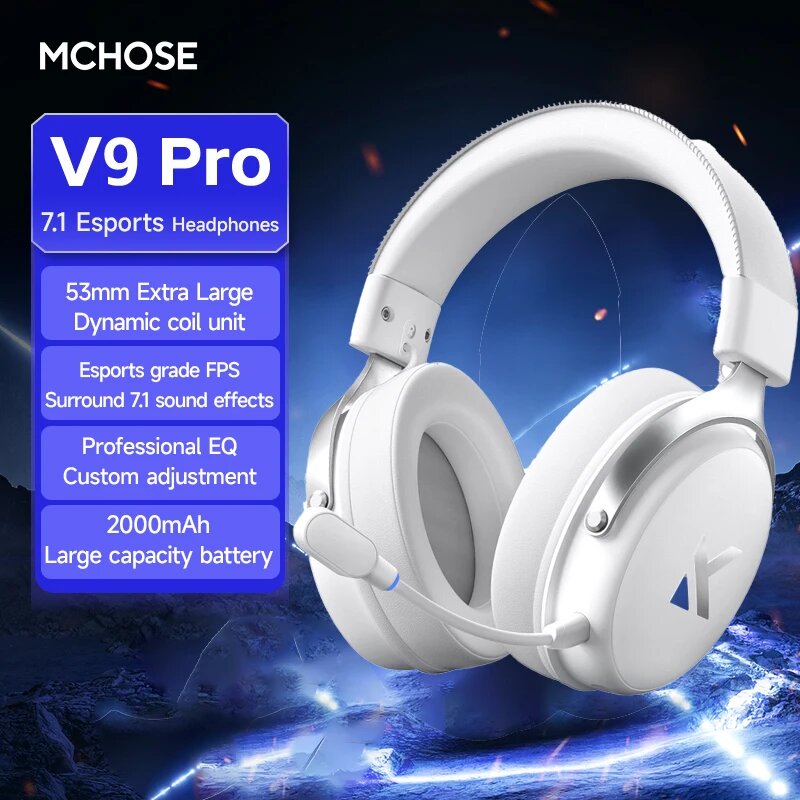 MCHOSE V9 Pro Беспроводные игровые наушники V9 Pro Silver