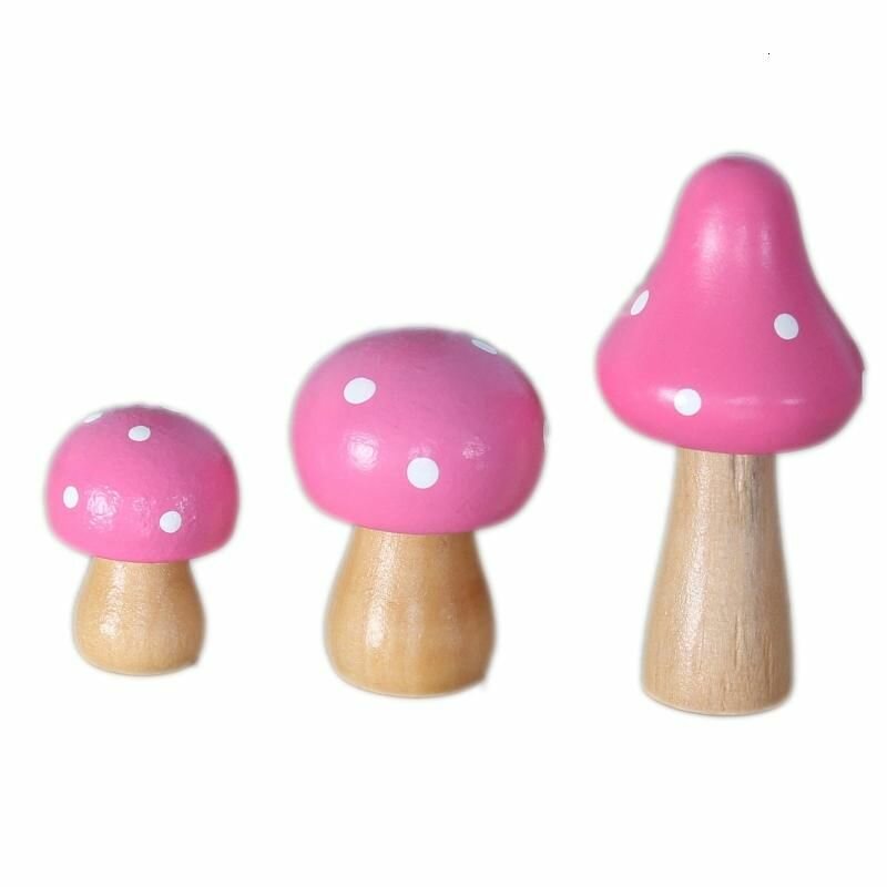 Маленькие грибы для поделок из цельного дерева-Розовый