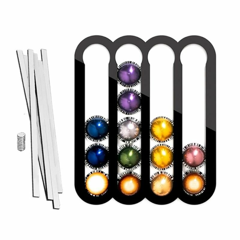 Настенный кронштейн для хранения кофейных капсул с магнитами-черный магнитный клей