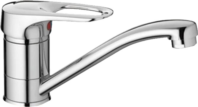 Смеситель для кухни Haiba HB04-2 HB4504-2 с поворотным изливом, хром, глянцевый, однорычажный, латунный, с керамическим картриджем