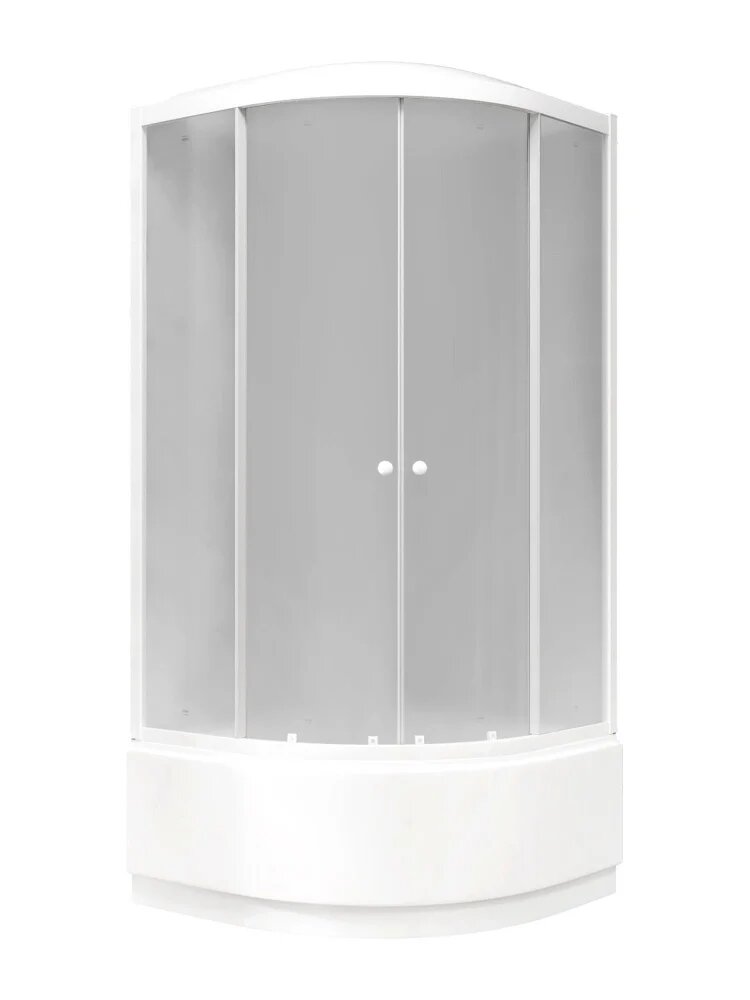 Душевая кабина Parly Tomorrow EF921 стеклянная, 90x90, высокий поддон, с сиденьем, закрытая (с крышей), с матовым стеклом, без гидромассажа, с белым профилем, с функцией тропический душ