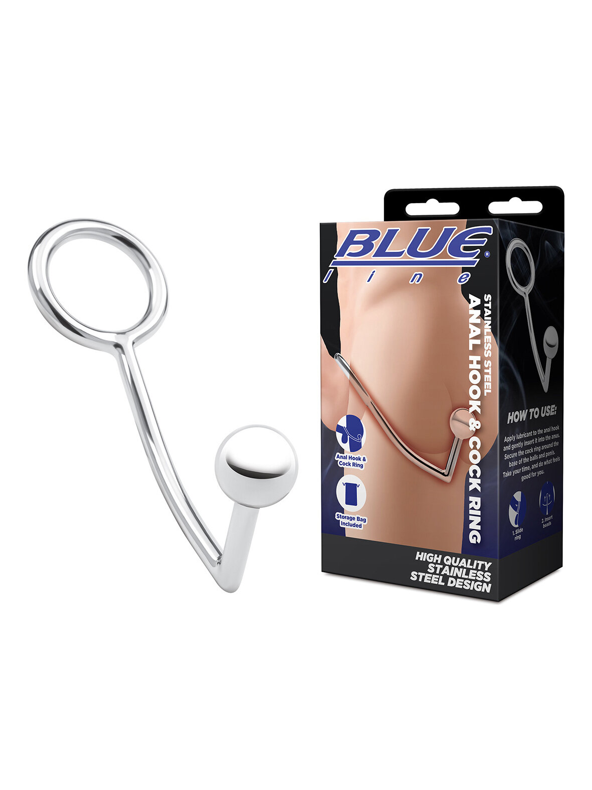 Анальный стимулятор с кольцом на пенис Stainless Steel Anal Hook & Cock Ring