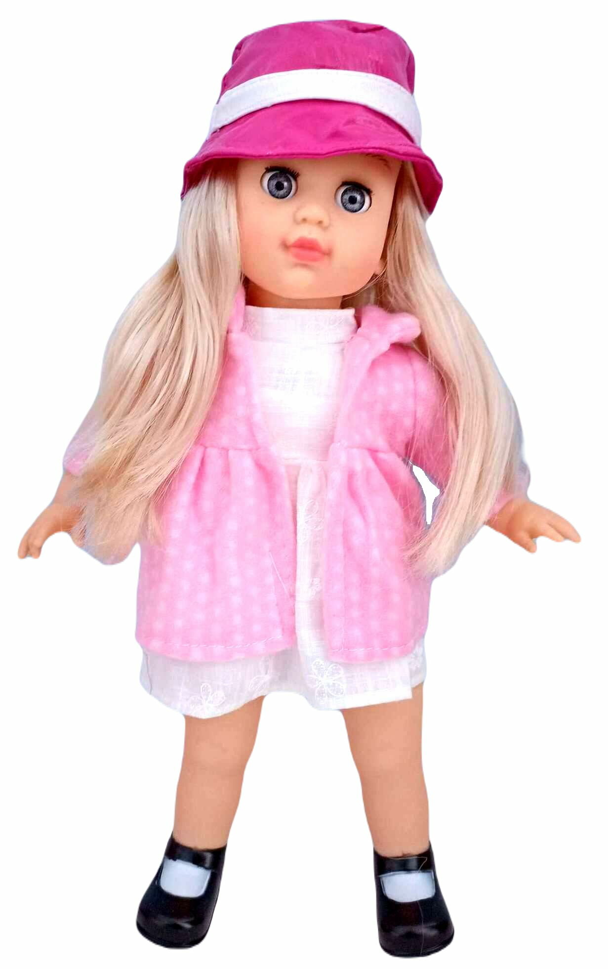 Кукла мягконабивная в розовой шляпке (4 звука) AD7726-2 с 3 лет