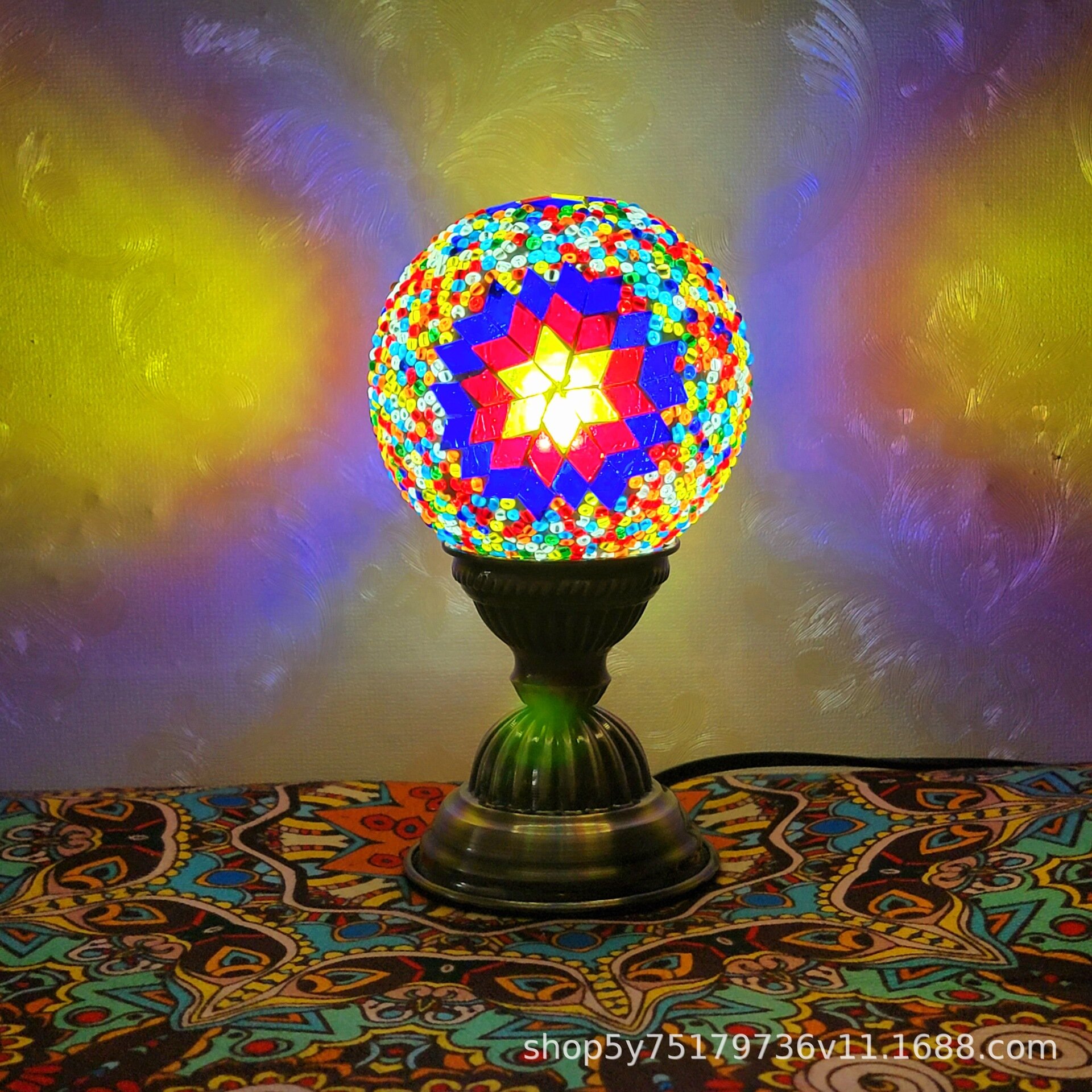 Марокканский экзотический мозаичный прикроватный этнический кафе интернет-знаменитость декор турецкий круглый шарик маленькая ночная лампа настольная лампа