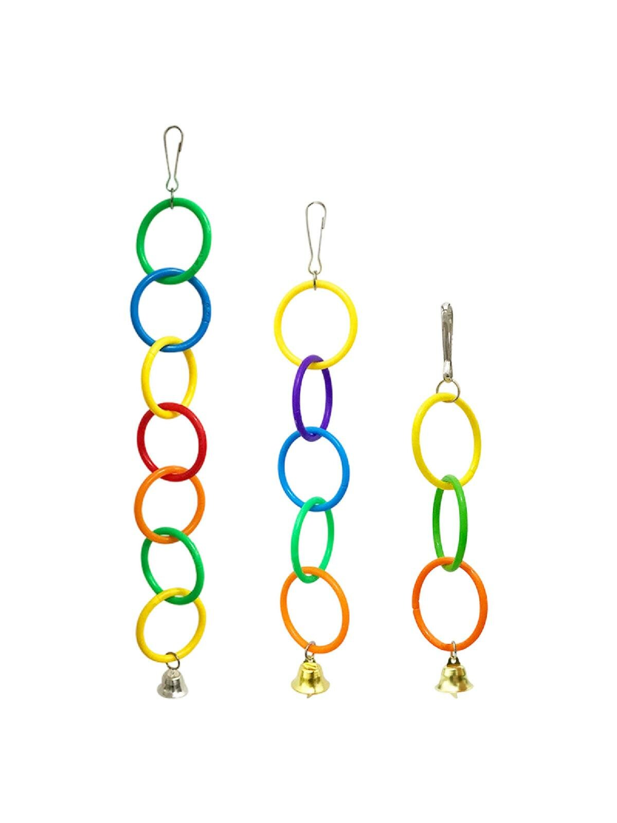 Качели из 3ШТ колец для попугаев с насестом Простота установки Красочные кольца Цепочка