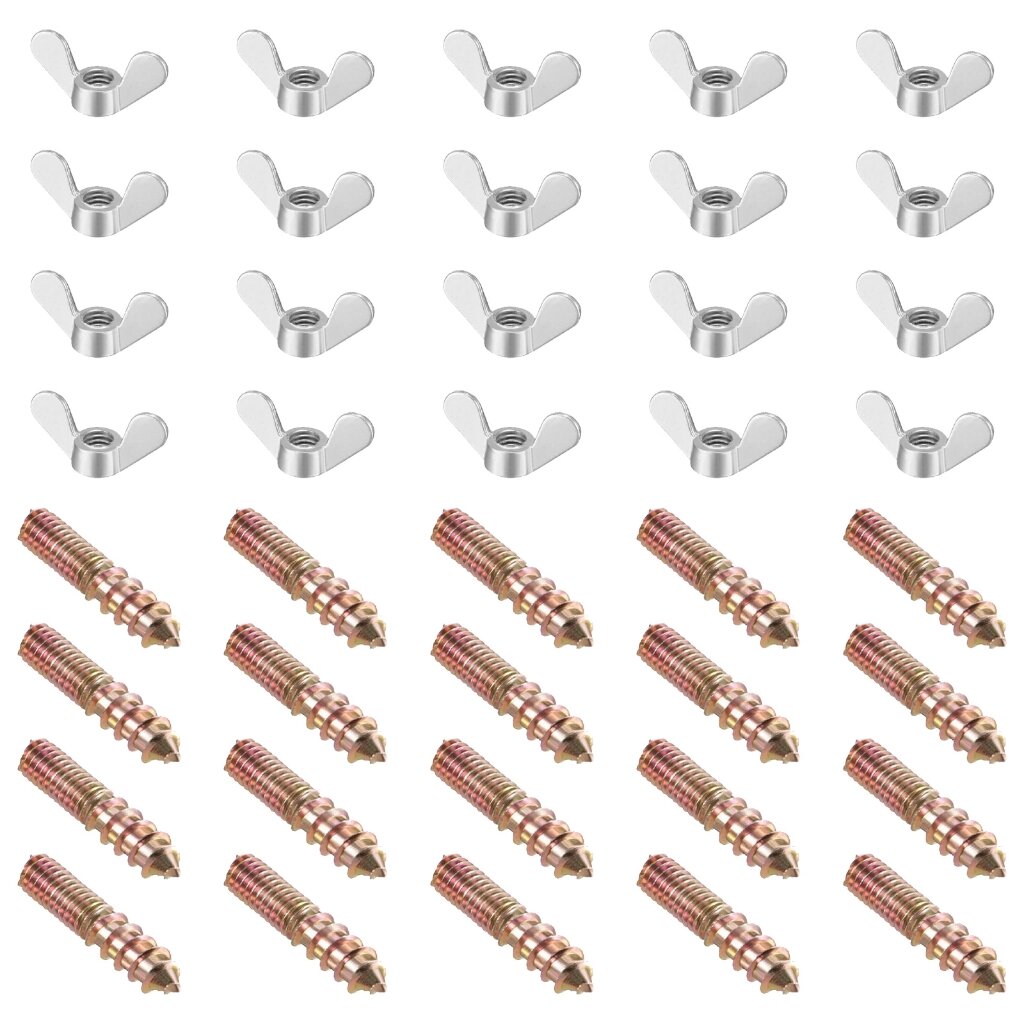 40 шт. прочные гайки-бабочки M6 с двусторонними винтами, набор стальных крепежных деталей, машина