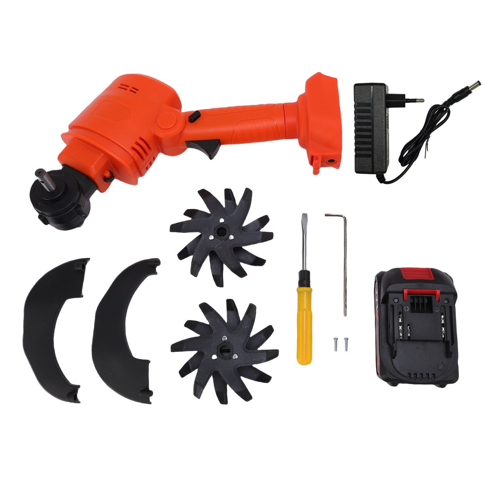 Аккумуляторный мини-культиватор для сада, для прополки, зарядное устройство в комплекте, вилка стандарта ЕС, 100-240 В.