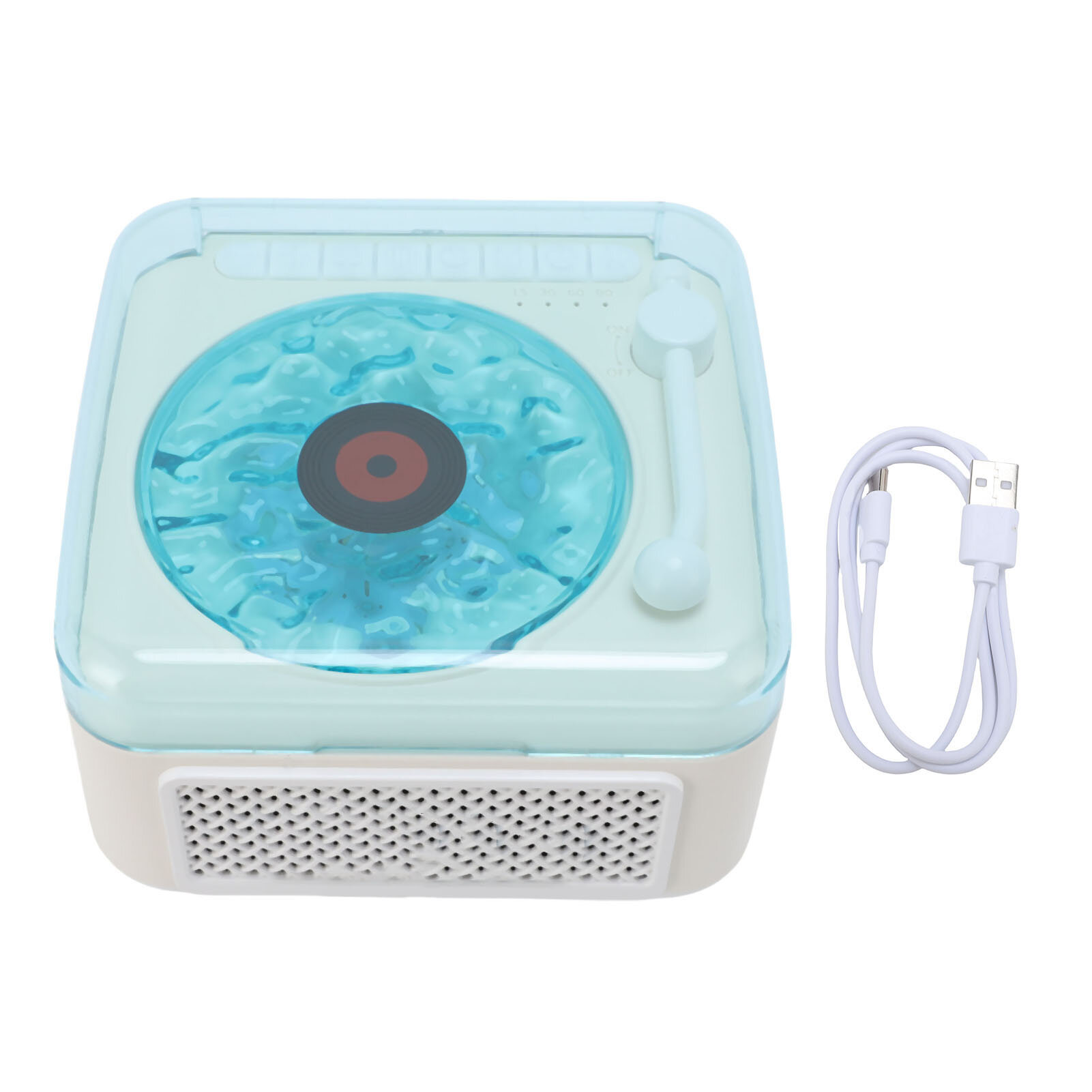 Беспроводная Bluetooth-колонка, компактный проигрыватель виниловых пластинок, ночник, перезаряжаемая через USB, настольная колонка Wave для спальни и вечеринок, белая.