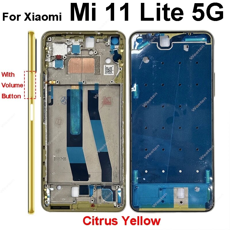 Корпус средней рамки для Xiaomi Mi 11 Lite 11 Lite 5G NE, задняя средняя рамка, держатель, пластина с боковыми кнопками громкости, запасные части
