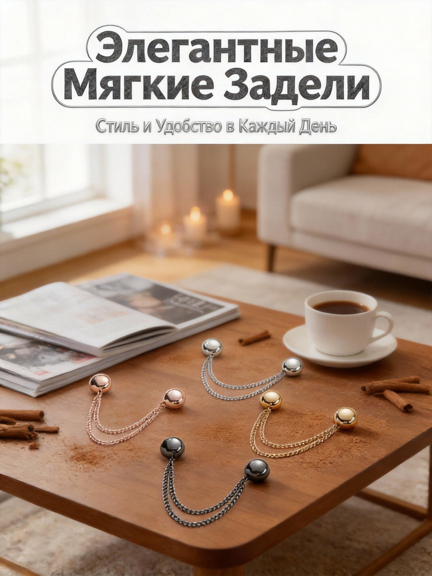 Многофункциональные магнитные зажимы, безыгольные фиксаторы для укорочения рукавов и декора женской одежды, набор 4 шт, сплав