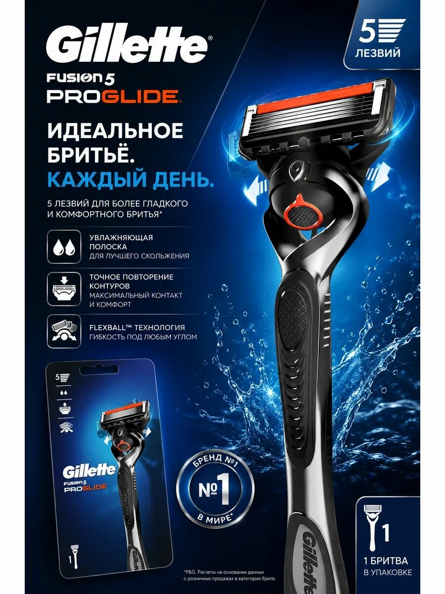 Джилет Фьюжн Проглайд / Gillette Fusion Proglide FlexBall - Станок для бритья с 1 сменной кассетой