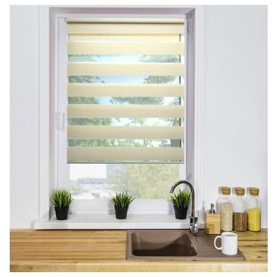 Рулонная штора LM Decor День-Ночь Фьюжн 20-01 светло-бежевый 67х160