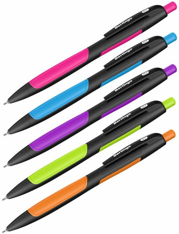 Ручка шариковая автоматическая Berlingo "Color Zone 2" синяя, 0,7мм, корпус ассорти, 319388