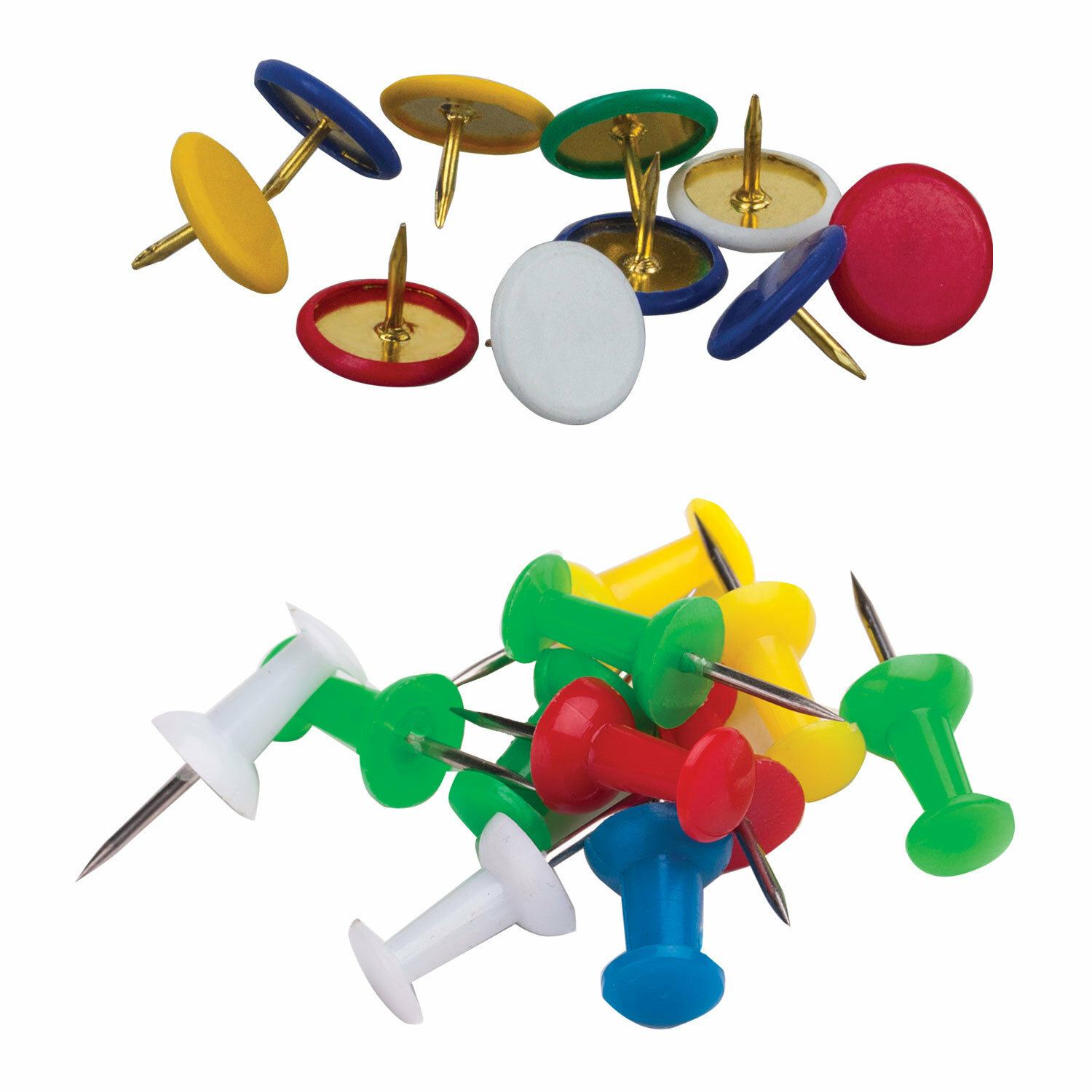 Упаковка 6 шт. Набор офисмаг, силовые кнопки-гвоздики ассорти 50 шт, кнопки канцелярские цветные 50 шт, блистер, 226253