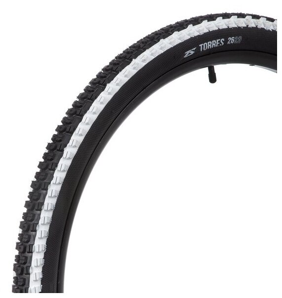 Покрышка TORRES ZX-18 EVO 26" X 2,0"; черная . ( С белой полоской) (С сеткой)