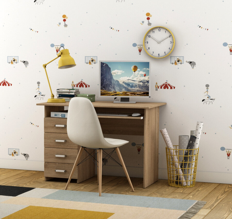 Стол письменный, стол компьютерный Лайт (Ньюкасл) 4К дуб сонома