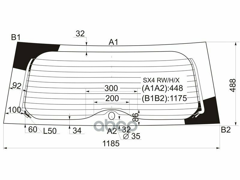 Стекло заднее (Цвет зеленый/ Обогрев/ 5D HBK) Suzuki SX4 06-16 / Fiat Sedici 06-11 XYG арт. SX4RWHX