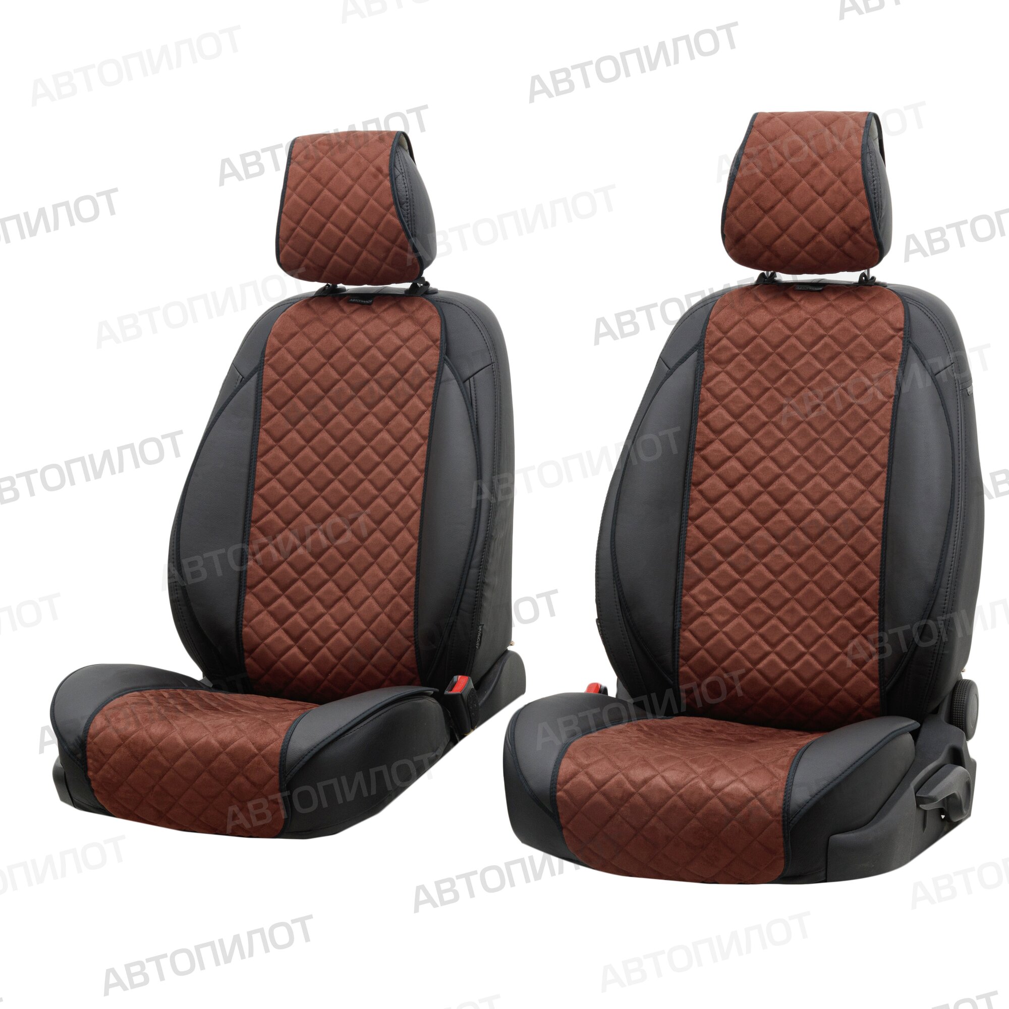 Накидка Алькантара Ромб - Модель №3 (широкое сиденье и спинка) (комплект из 2 шт) Шоколад