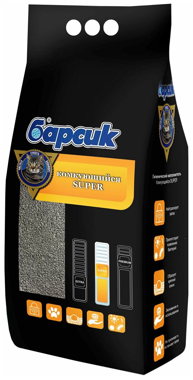 Барсик SUPER наполнитель комкующийся для туалета кошек (5,5 л х 4 шт)