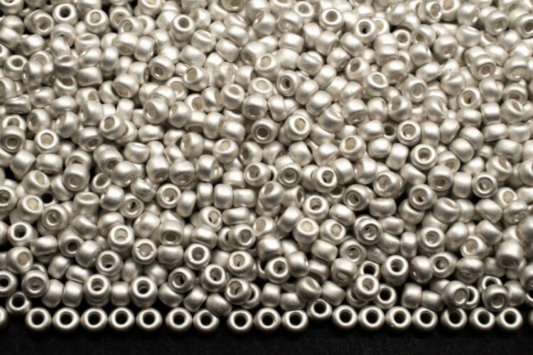 Бисер японский MIYUKI круглый 11/0 #0961F серебро матовый, 10 грамм