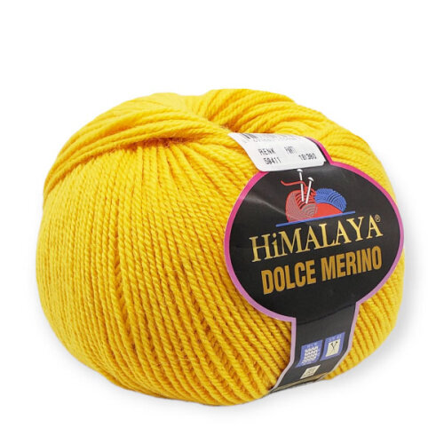 Пряжа HiMALAYA "DOLCE MERİNO" 50% Шерсть мериноса, 50% Микрофибра, 100гр/230м, (59411 Желтый) 1 упаковка (10 мотков)