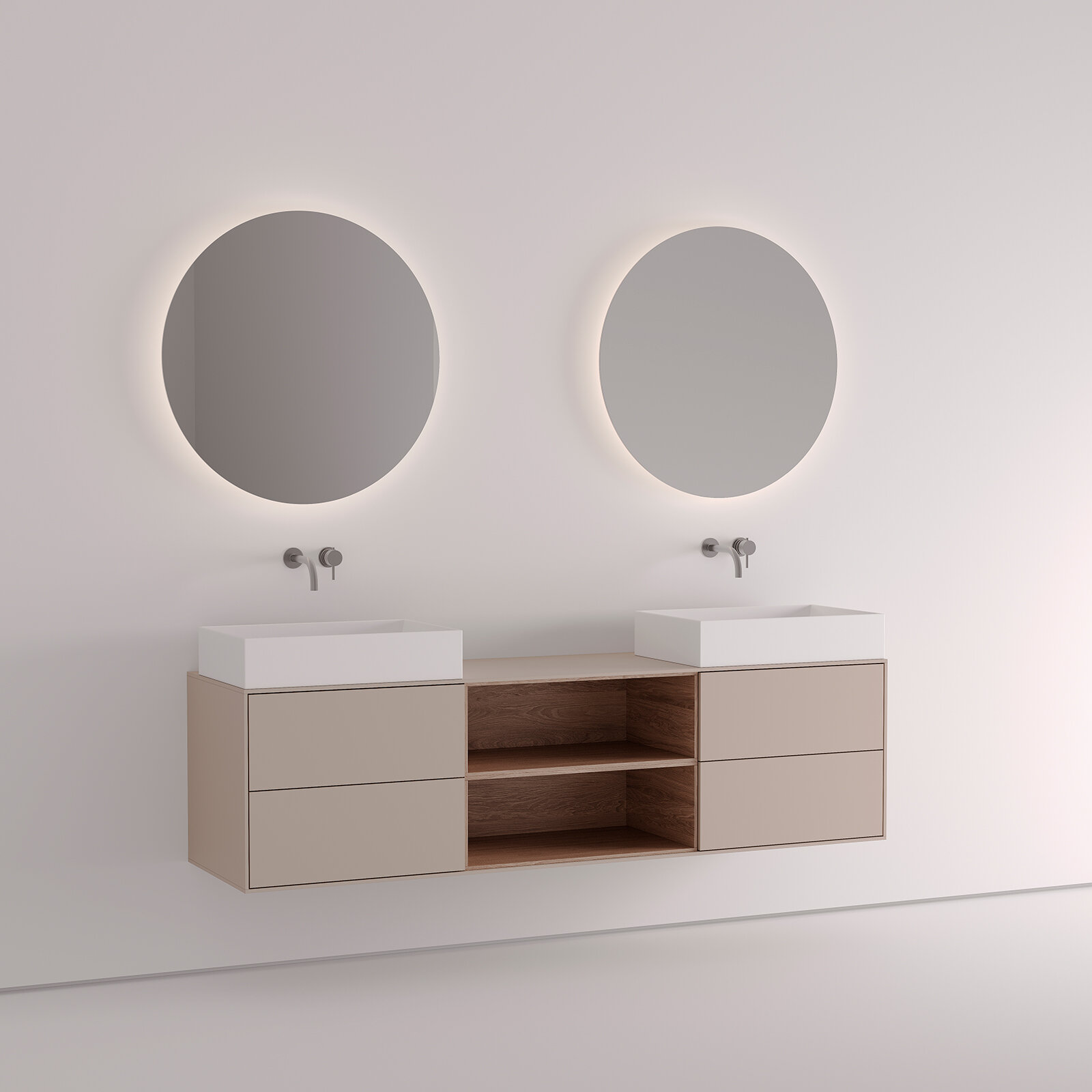 Тумба подвесная под две раковины 150 см. Vivomobili BEIGE ARIZONA