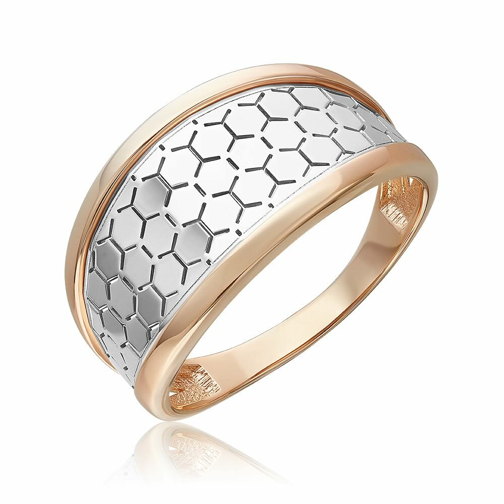 Кольцо, комбинированное золото, 585 проба, родирование