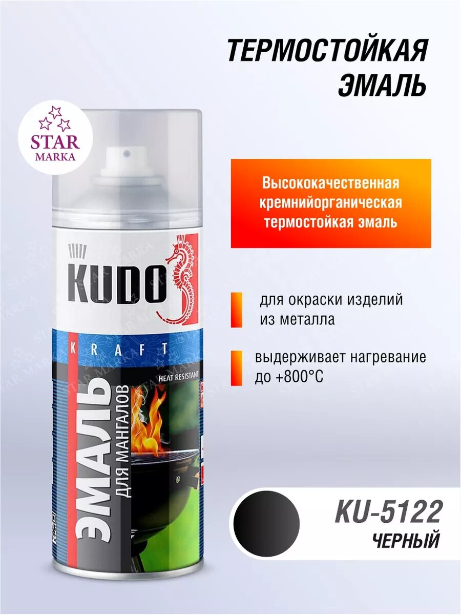 Термостойкая автоэмаль KUDO KU-5122 KUDO, матовая, кремнийорганическая основа, для мангалов