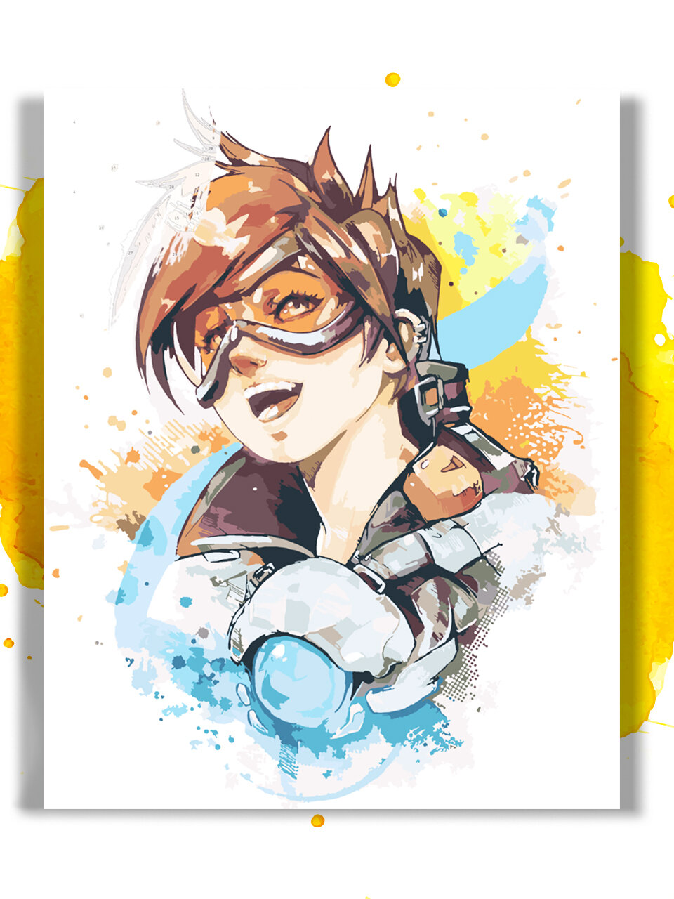 Картина по номерам на холсте Overwatch - Трейсер Ахэгао, 40 х 50 см