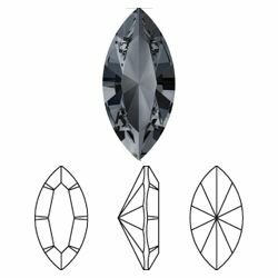 Ювелирный кристалл Swarovski, Челнок (#4228), 8х4мм, Серебряная ночь, с фольгой, 5 шт.