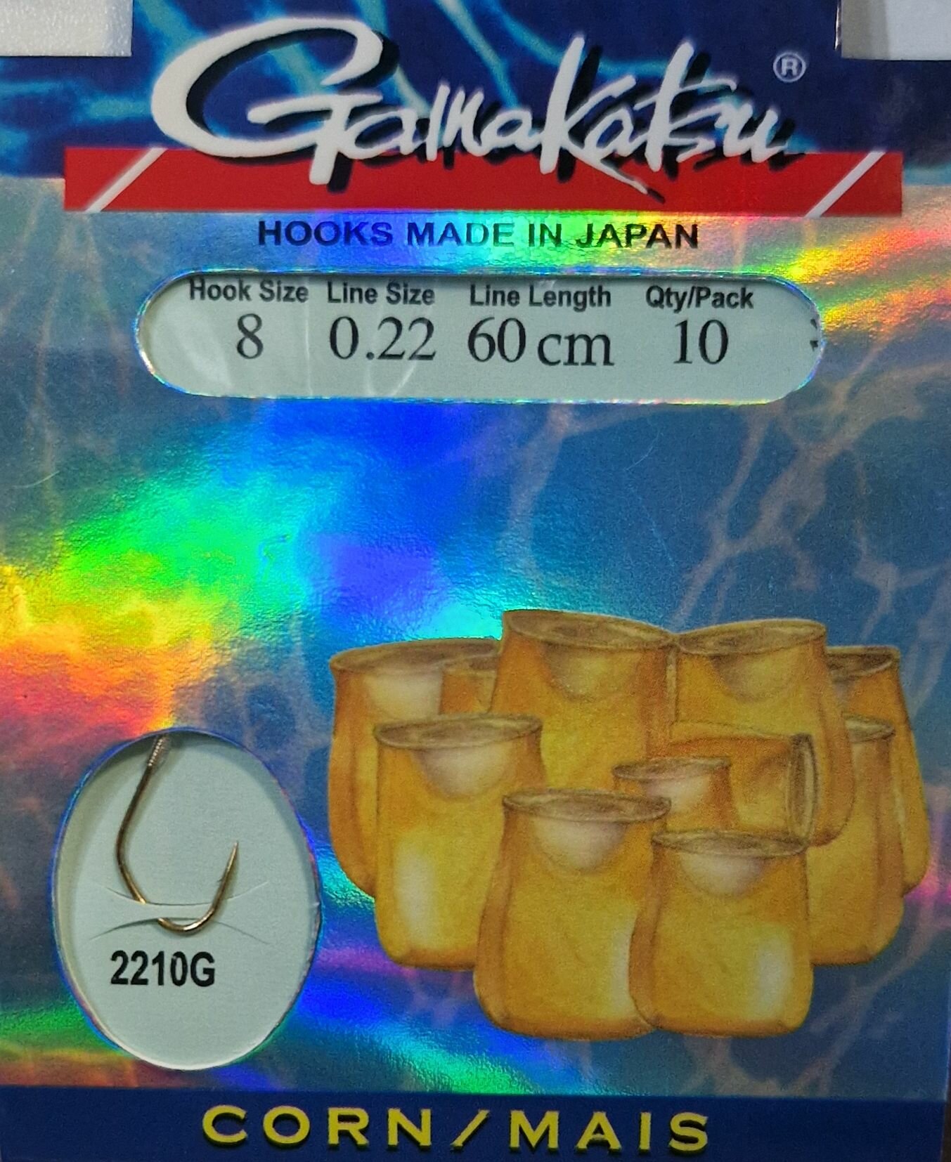 Крючок с поводком Gamakatsu BKD-2210G Corn 0,22мм 60см 8