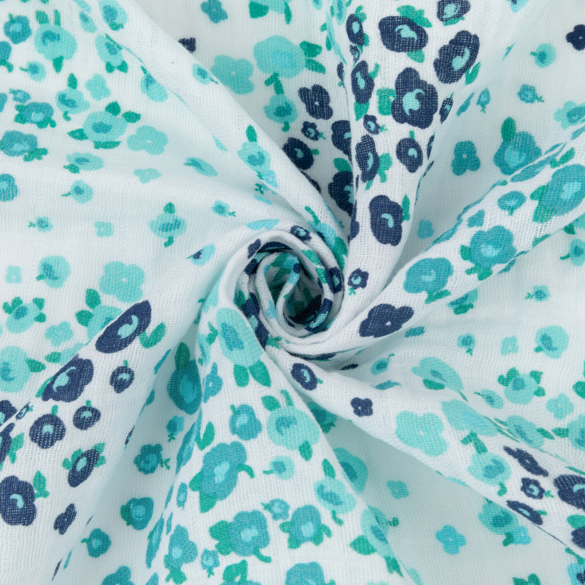 Ткань муслиновая отрез 100x125 см 100% хлопок "PEPPY" EMBRACE, Shannon Fabrics, floral fields teal