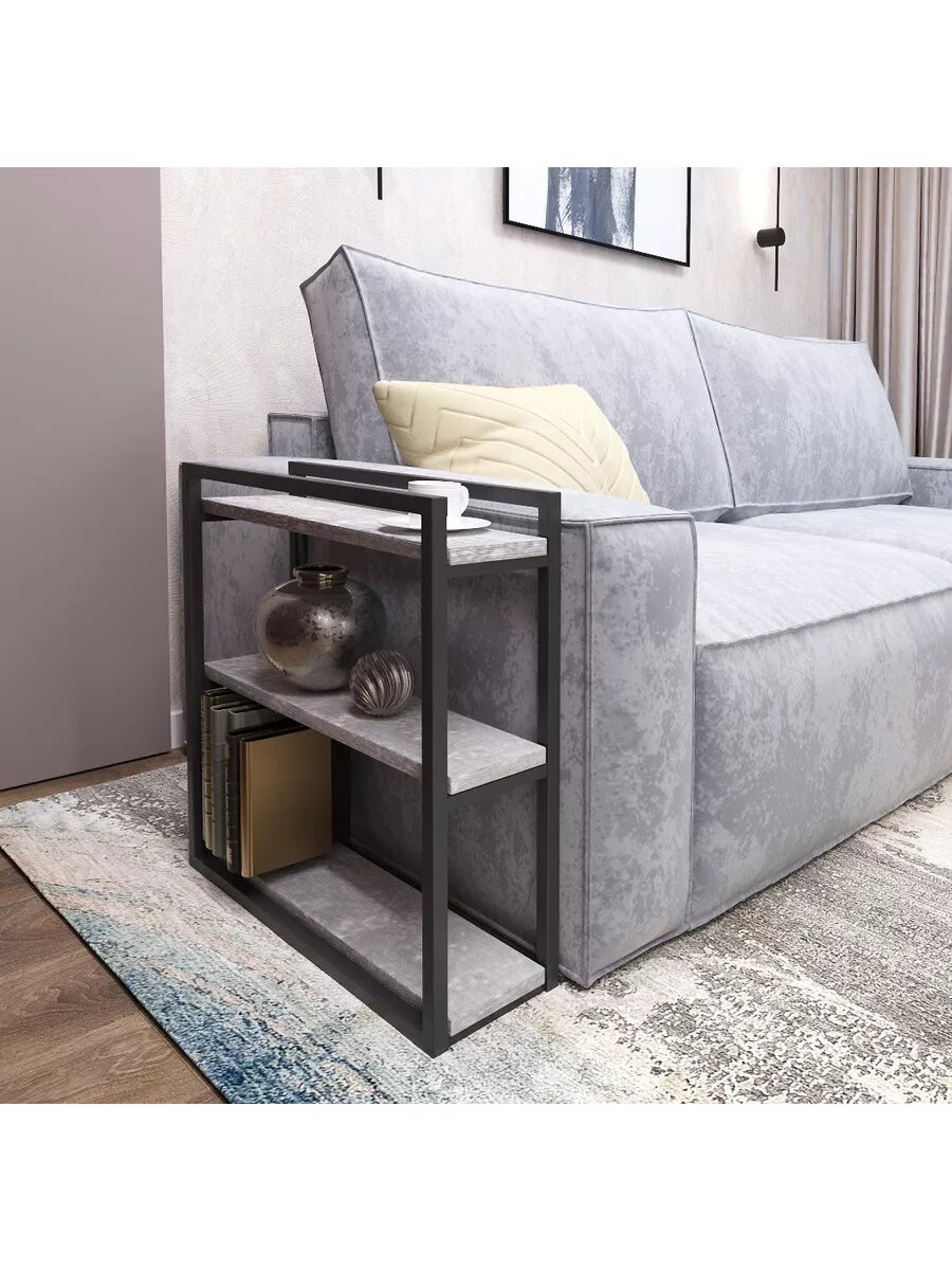 Стеллаж прикроватный в стиле лофт, журнальный, для гостиной, современный стиль