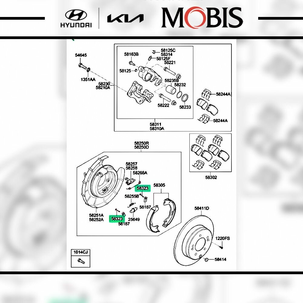 Штифт крепления автомобиля 4шт. для Hyundai Sonata (NF) 2004-2010; KIA Optima III 2010-2015 / арт. 583233K000 / бренд MOBIS