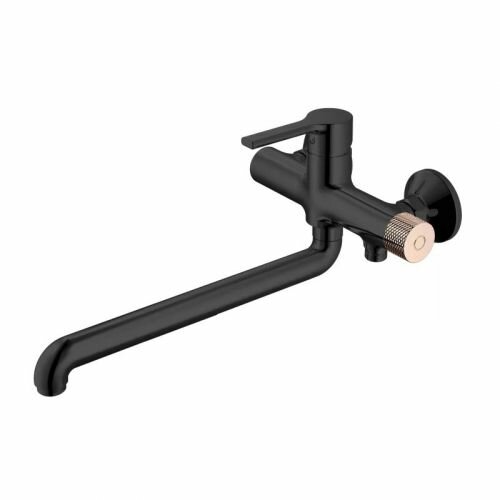 Смеситель для ванны Haiba HB22652-7, длинный излив, латунь, черный