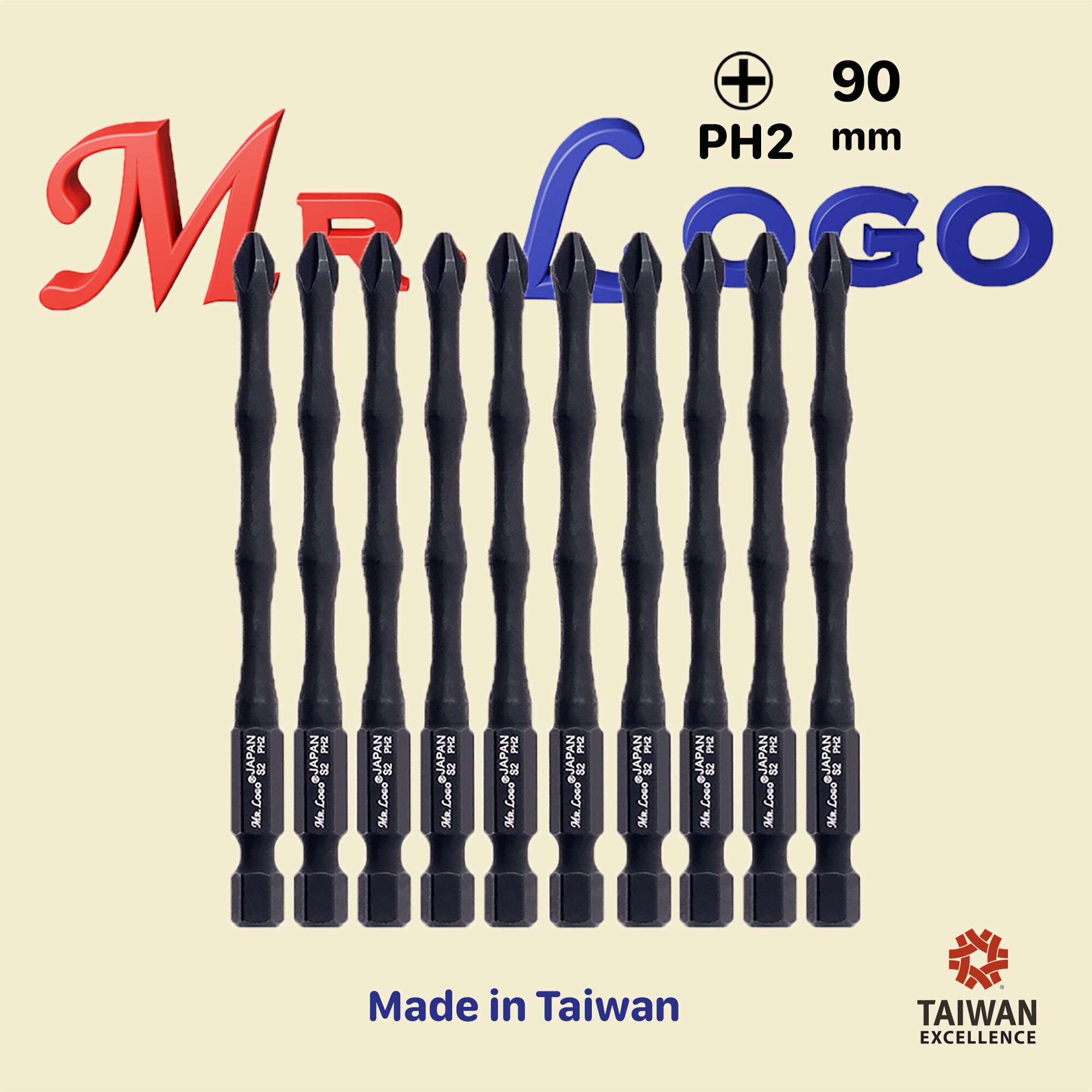 Биты торсионные для шуруповерта магнитные PH2 x 90 мм Mr.Logo Сталь - Японская S2