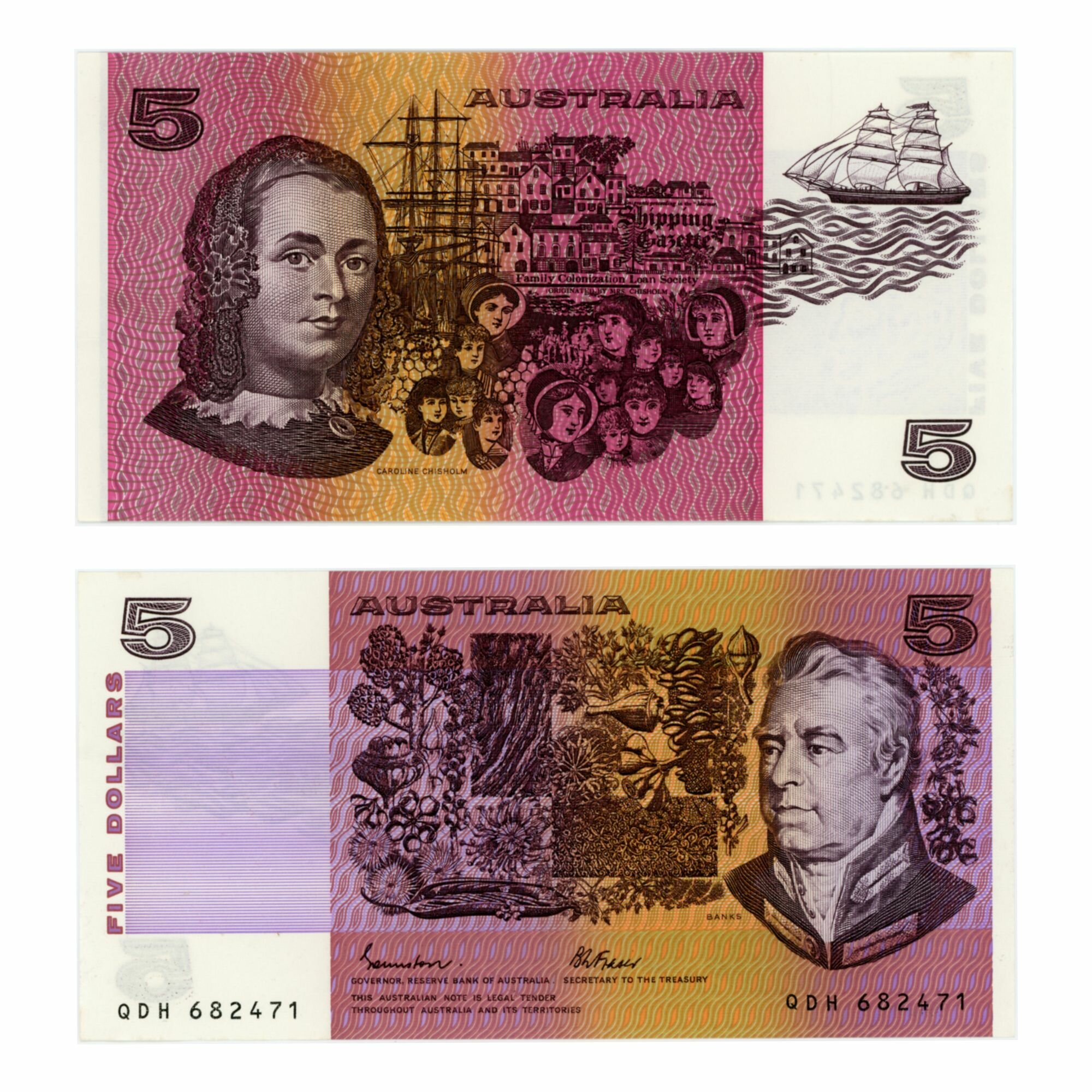 Банкнота Австралия 5 долларов FIVE POUNDS 1985 About Uncirculated (aUNC) Pick 44