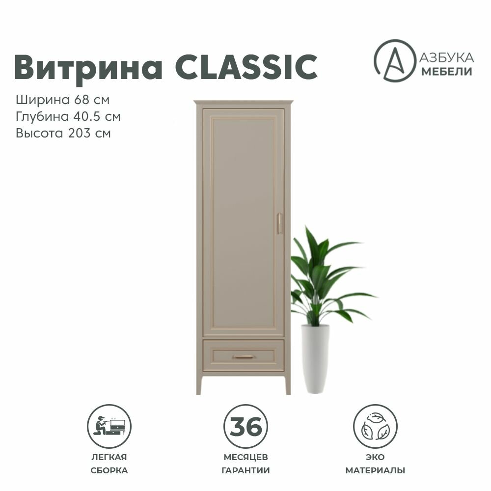 Шкаф 1дв. 68х40,5х203см CLASSIC REG1D1S (Глиняный серый), 2уп.