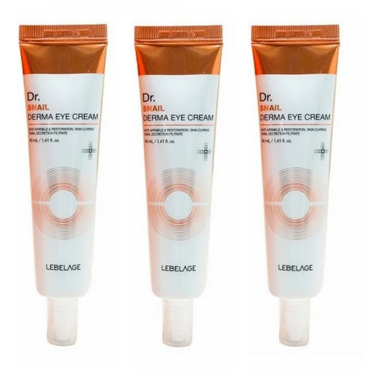 Крем для кожи вокруг глаз Lebelage с муцином улитки Dr.Snail Derma Eye Cream, 40 мл - 3 штуки