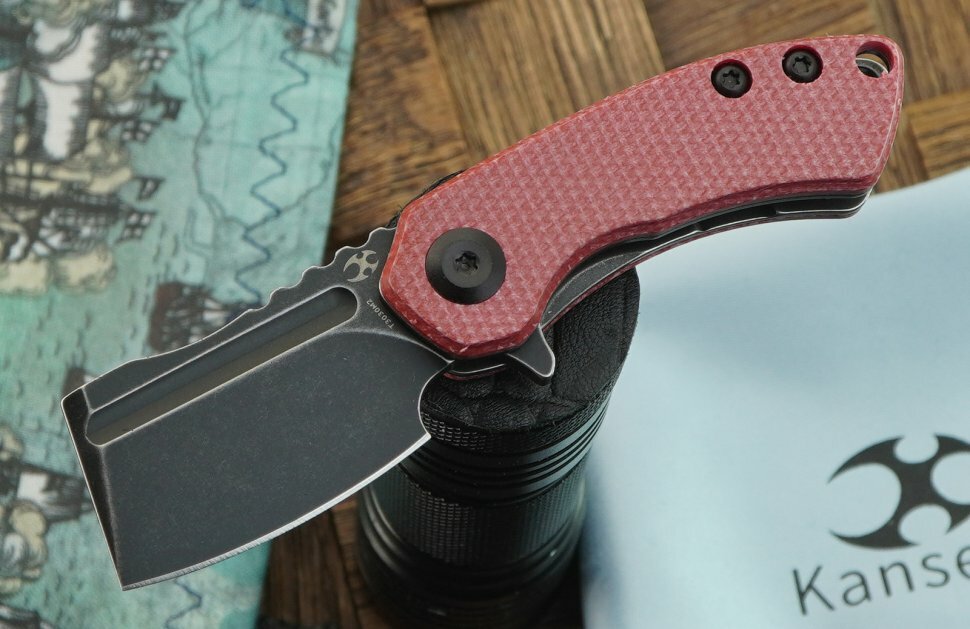 Складной нож Kansept Knives Mini Korvid, сталь 154CM, BW, рукоять красная микарта