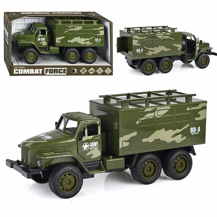 Машина военная грузовик 022MD-4/свет, звук/ в коробке зеленый Т