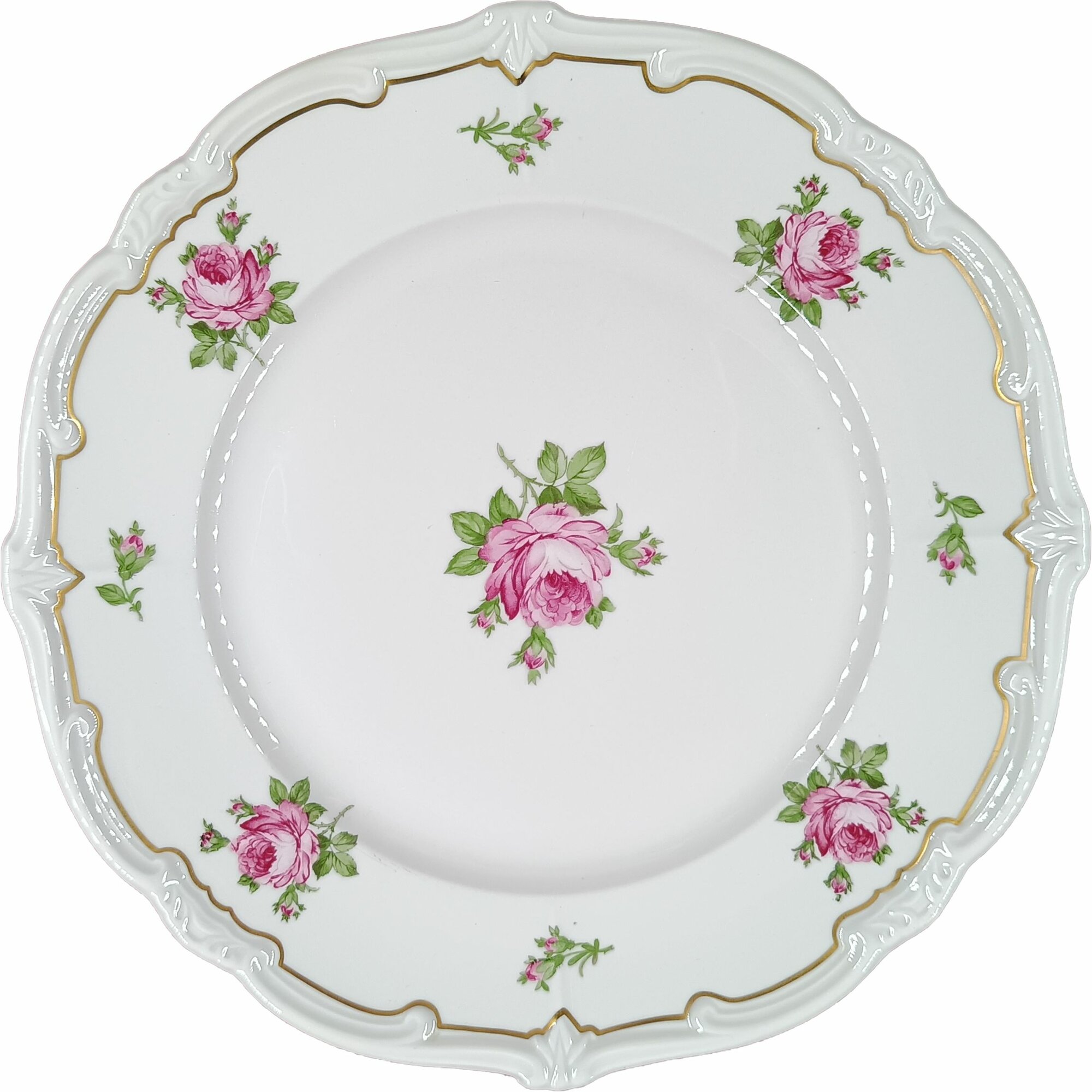 Набор тарелок винтажных плоских сервиза "Katharina" AAC, 4 шт, 24.5 см, 40-50-е, Weimar