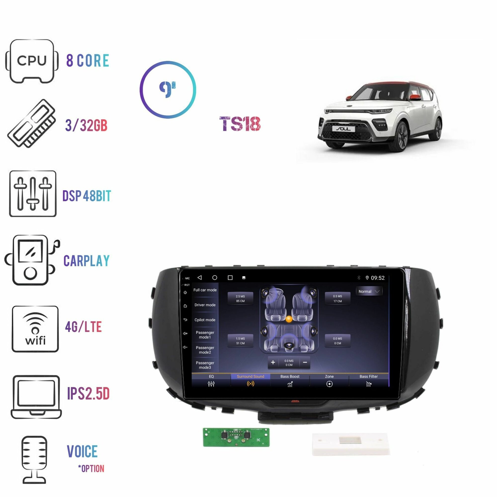 Магнитола XY AUTO TS18, для Kia Soul, Android 11, 3+32Гб, процессор CPU 1,8Ghz